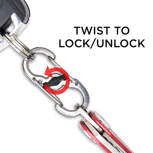 KeySmart Compact Key Holder Add-on Accessory - Stainless Steel Loop Piece Bundle with Bottle Opener and Stainless Steel Quick Disconnect Clip