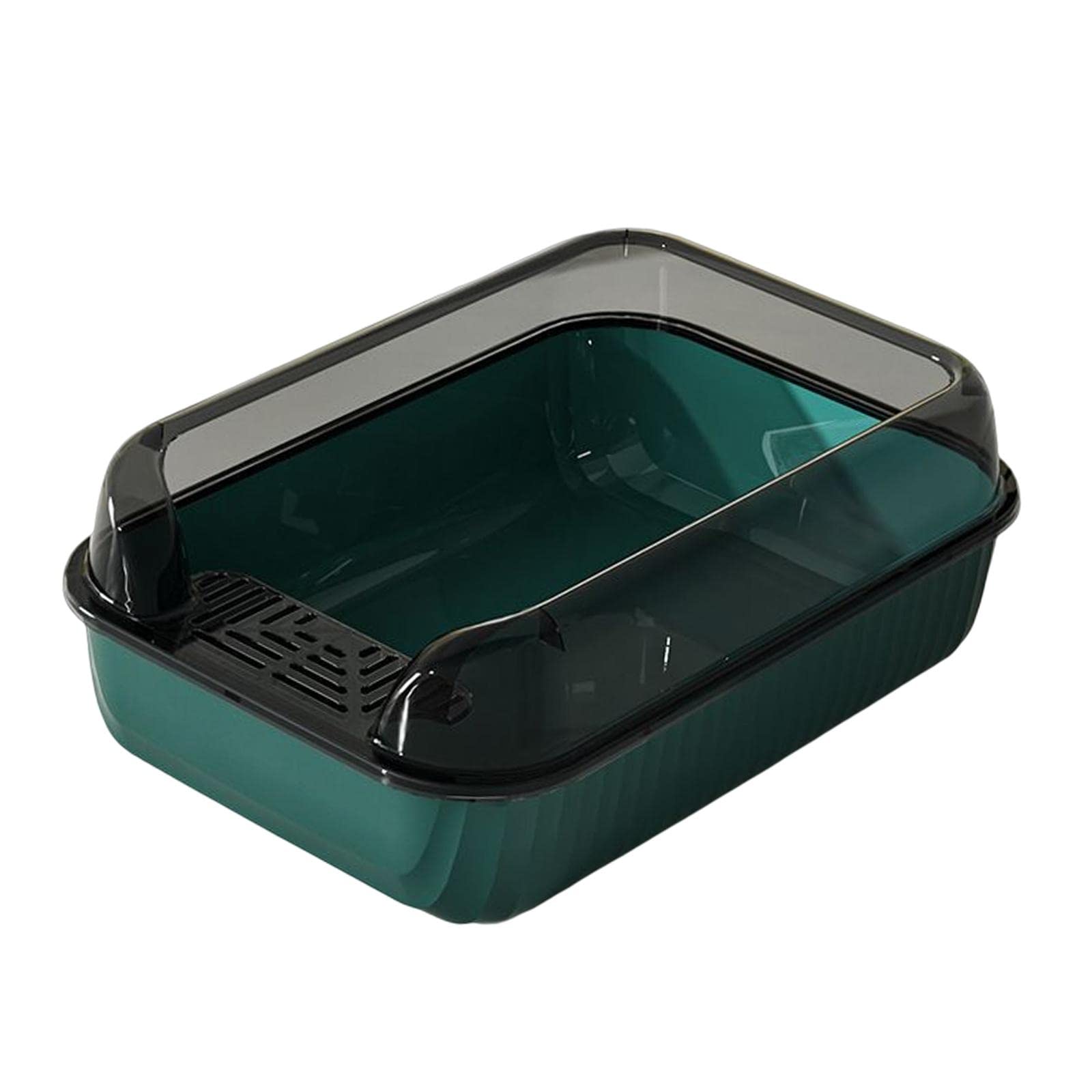 FAKEME Cat Litter Box,Cat Toilet,Tall Spray Shield, Large Detachable Sturdy High Sided Easy to Clean Kitty Litter Pan Cat Litter Tray Kitty, Green