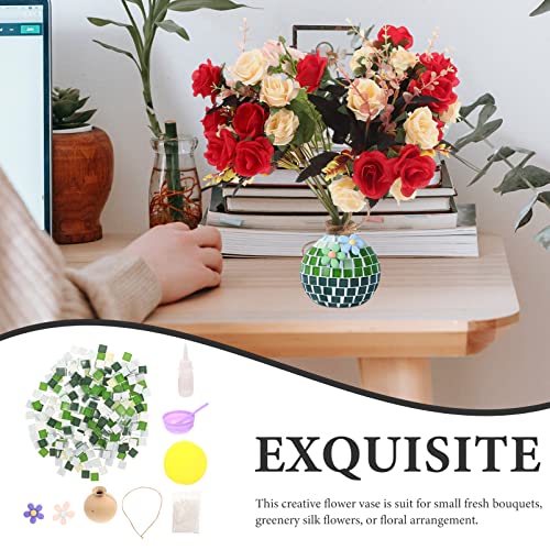 FOMIYES Home Decor Decor Decor 1 Set of DIY Handmade Flower Vase Dried Flower Mosaic Vase Mosaic Tiles Crafts Table Centerpiece Vase Mosaic Making Supplies for Kids Adults DIY Crafts Green Home