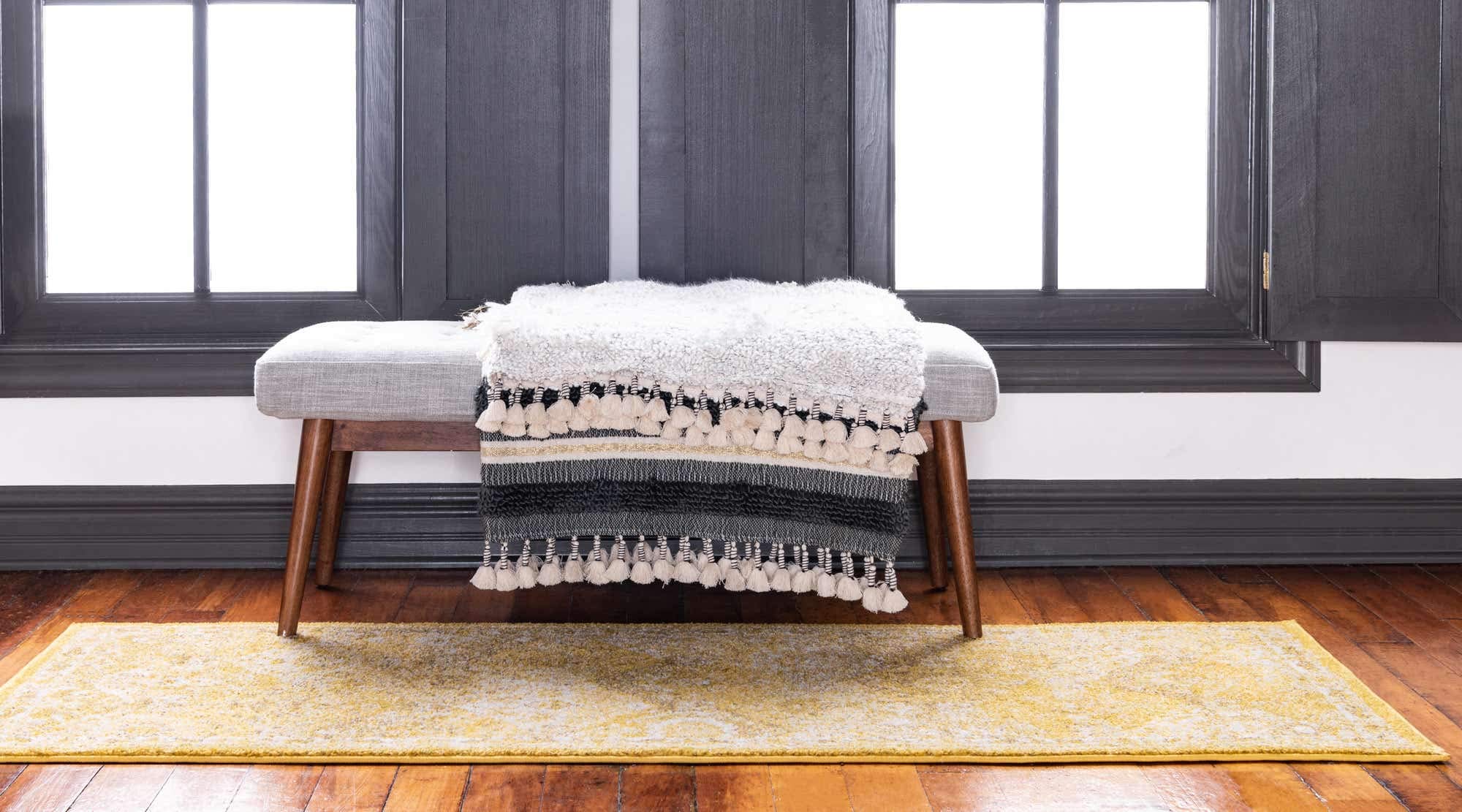 Unique Loom Penrose Collection Area Rug - Blake (2' 2" x 6' 1" Runner, Yellow/ Beige)