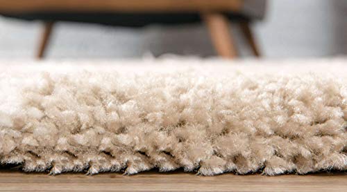 Unique Loom Rabat Shag Collection Modern Tribal Moroccan Inspired Plush & Soft Geometric Design Area Rug (5' 0 x 8' 0 Rectangular, Taupe/ Ivory)
