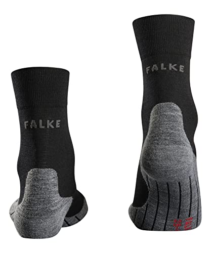 FALKE Men's RU4 Endurance Wool Running Socks, Mid Calf, Medium Cushion, Athletic, Breathable Quick Dry, Merino Wool, Black (Black-Mix 3010), 9-10, 1 Pair
