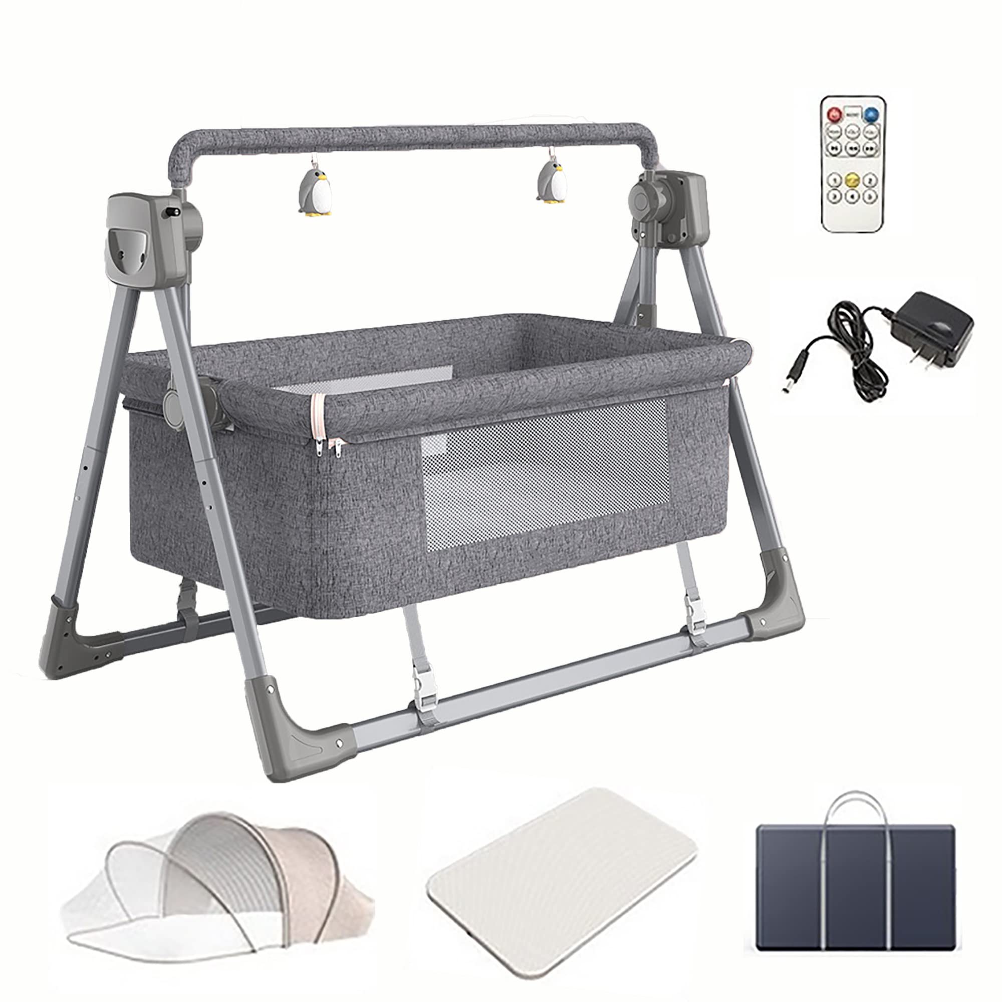 Electric Baby Swing,baby rocker,Rocking Chair Electric Cradle Baby Swing Bed,Adjustable Bedside Cribs,Automatic Rocking Recliner Crib Basket, Baby Safe Bed,Best Baby Bed For Infant Newborn Unisex