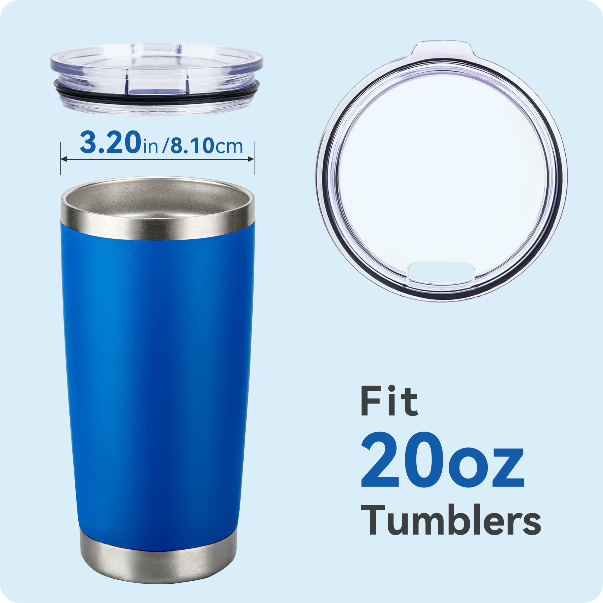Prurex 2 Pack 20 ozTumbler Lid for Yeti Rambler,Old Style Rtic and More Travel Mugs, Splash Proof Replacement Lid for 3.2" Inner Diameter Tumblers