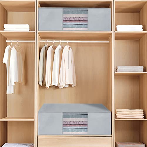 ZenTiky 3 Packs Large Clothes Storage Bag, Double Zipper Clothes Organizer with Clear Window for Store Quilt, Blanket, Pillow, Bed Sheet, Jacket (XL + L + M)