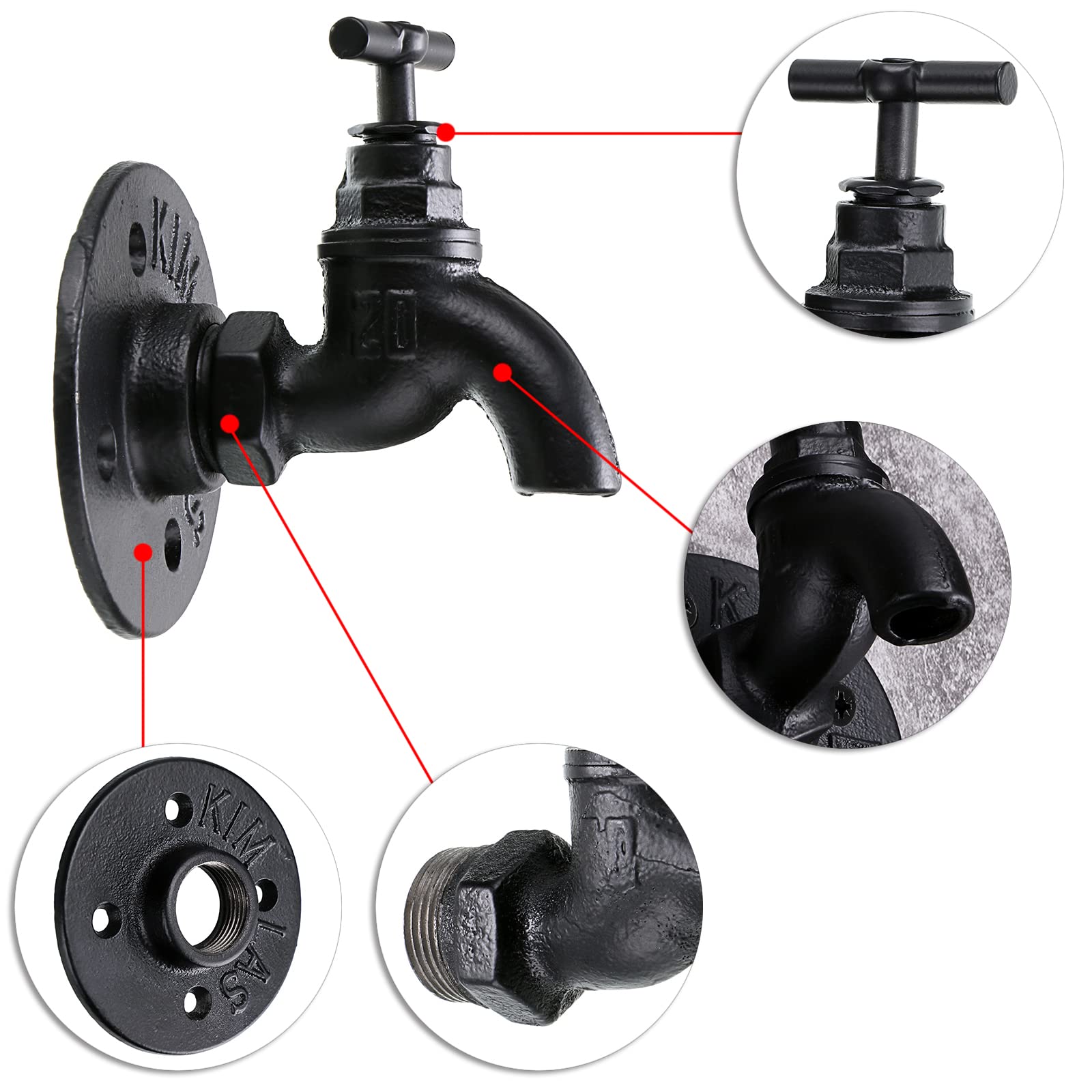 Sumnacon 2 Pcs Industrial Pipe Coat Hook Racks- Heavy Duty Rustic Hat Robe Towel Holder Hanger, Wall Mounted Clothing Racks with Hardware for Home, Office, Electroplated Black Finish