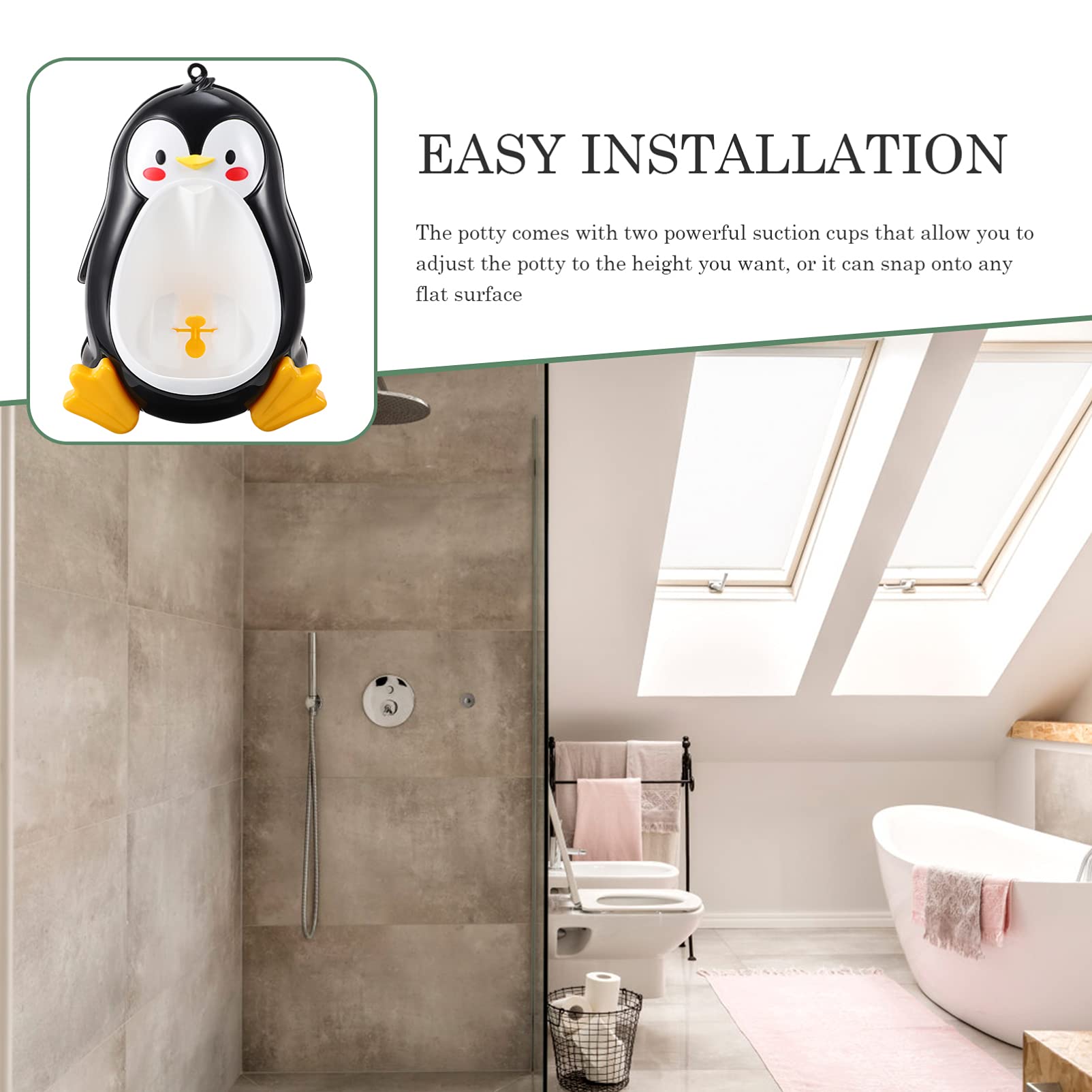 Urinal Pee Trainer Potty Training Urinals Penguin Standing Potty Training Urinal Kids Urinal Trainer for Boys with Fun Aiming Black Childs Urinal