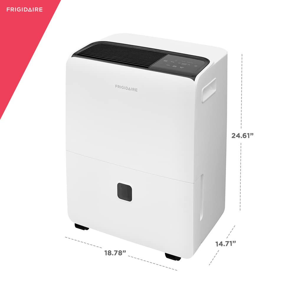 Frigidaire FFAD6022W1 Dehumidifier, High Humidity 60 Pint Capacity Dehumidifier with a Easy-to-Clean Washable Filter and Custom Humidity Control for maximized comfort, in White