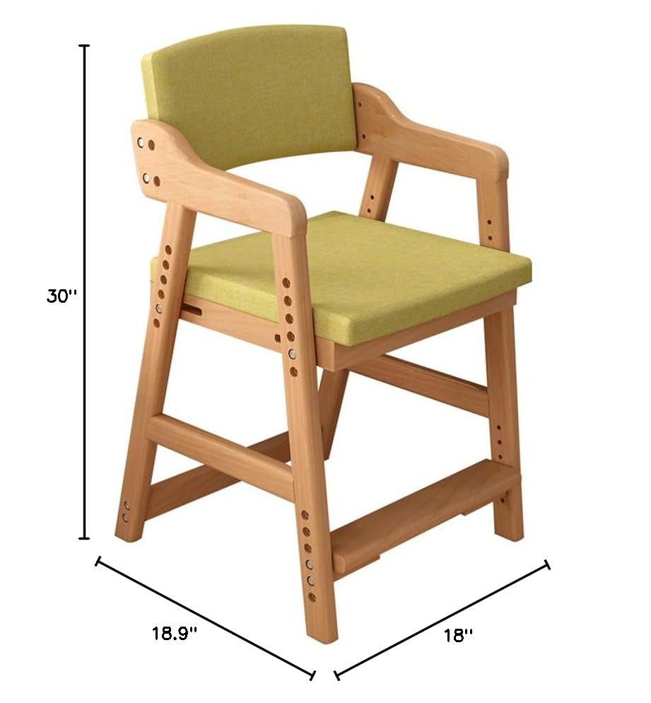 XFENG Adjustable Wood Chairs Liftable Study Chair for Kids with Arm Rest, Dining Side Chairs for Tables, Student Study Work Lift Ergonomic Posture Computer Washable Dining Desk Chair (Color : Green)