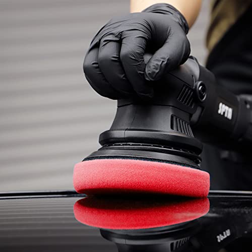 Red Finish Polishing Pads, Buffing Pads, SPTA 3Pcs 6.5 Inch Face for 6 Inch 150mm Backing Plate Compound Buffing Sponge Pads for Car Buffer Polisher Compounding, Polishing and Waxing -X00224R6B3