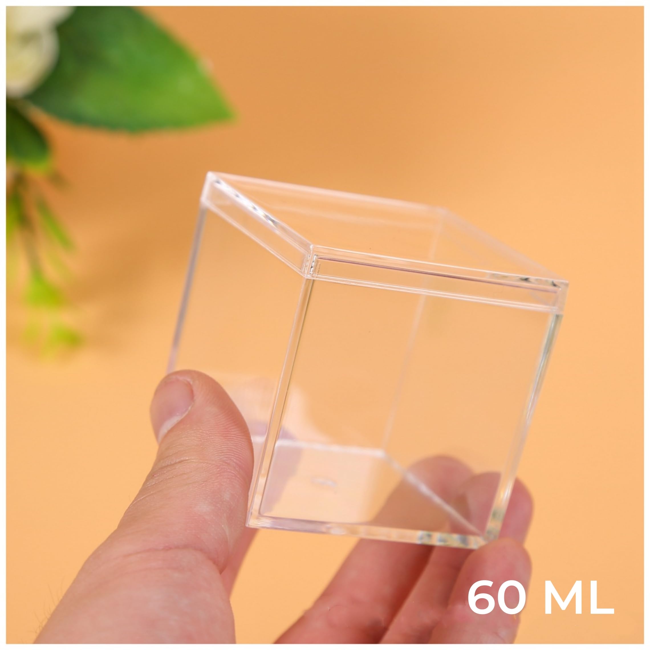 Small Acrylic Box, Clear Box with Lid 2 Pack Transparent Display Box Plastic Square Cube Containers Storage Box 3.7x 2.5x2.2 Inch for Candy Pill and Tiny Jewelry Storage Decorative Boxes