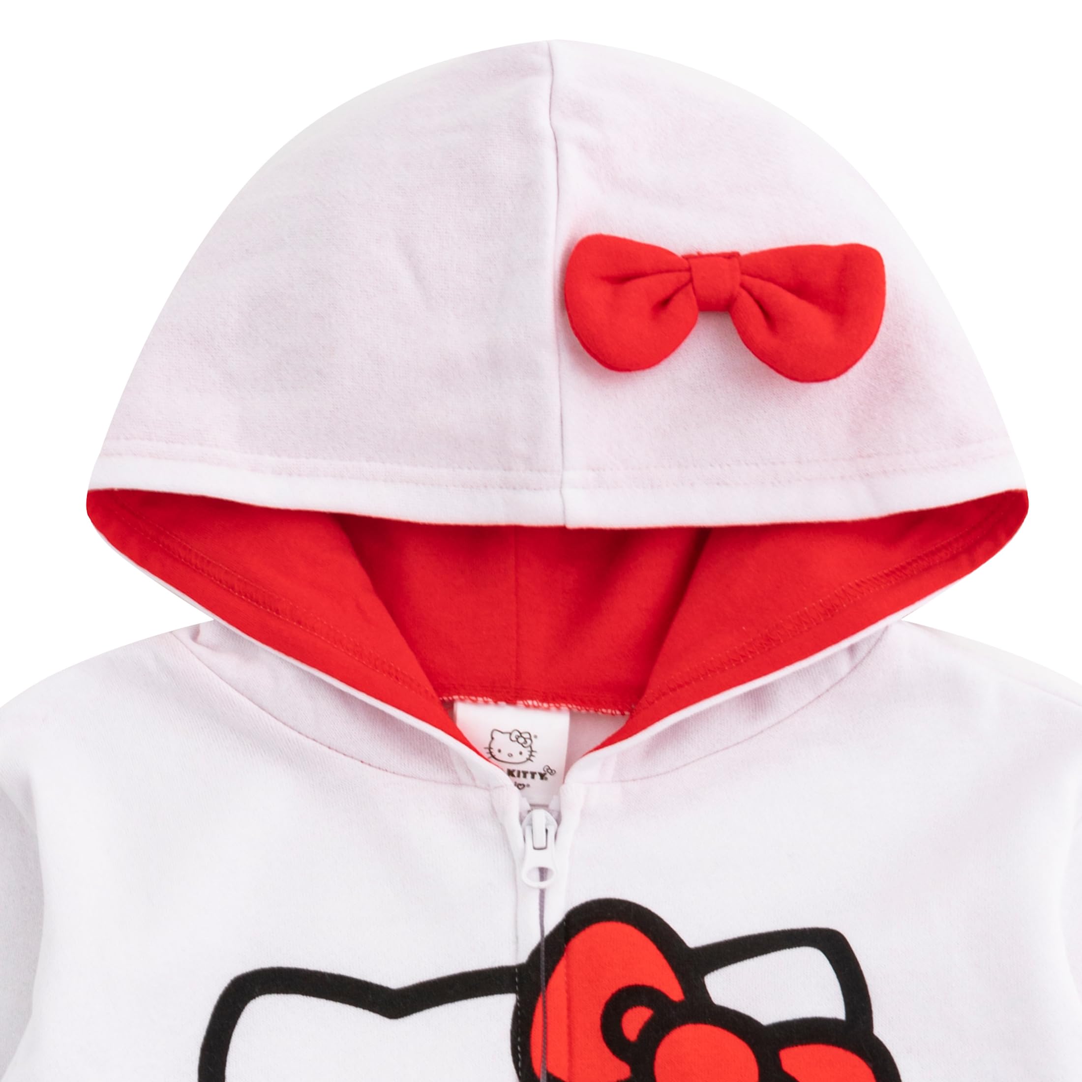 Hello Kitty Girls Zip Up Hooded Sweatshirt for Infant, Toddler and Little Kids White