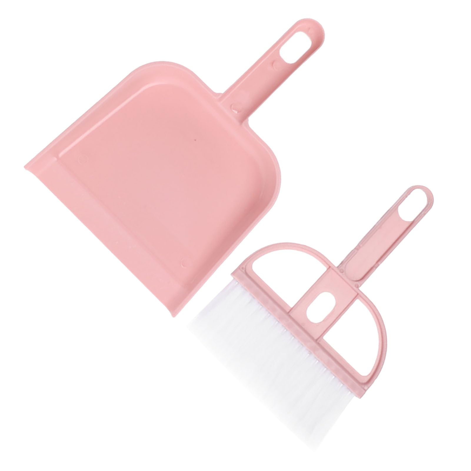 Small Broom and Dustpan Set Multifunctional Plastic Mini Hand Broom Dustpan for Desktop Office Home School (Pink)