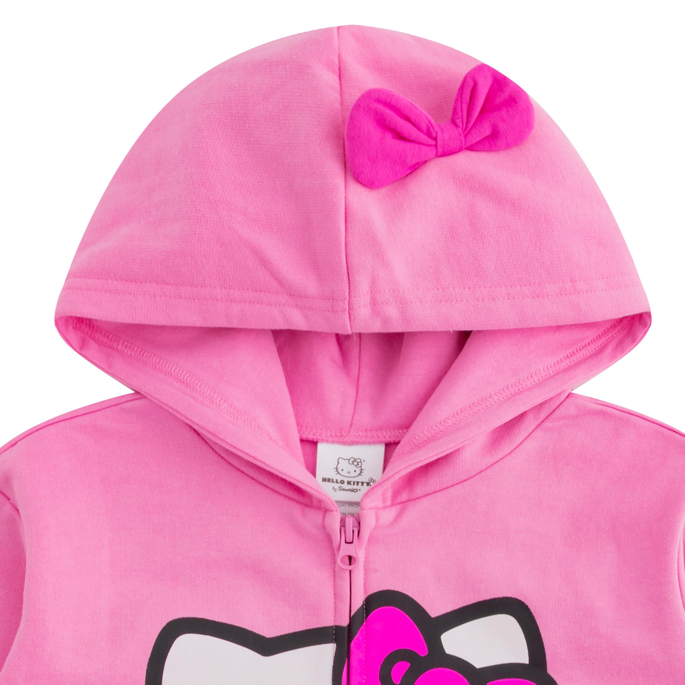 Hello Kitty Girls Zip Up Hooded Sweatshirt for Infant, Toddler and Little Kids Blush Pink