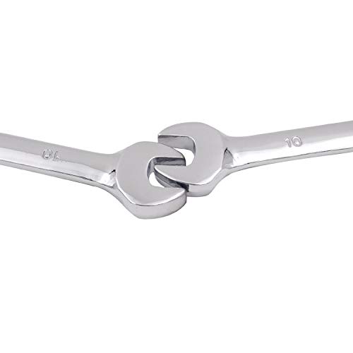 KINJOEK 2 PCS 10mm 12PT Ratchet Wrench, Metric Ratcheting Wrench Set with 5° Movement and 72 Teeth for Projects with Tight Space