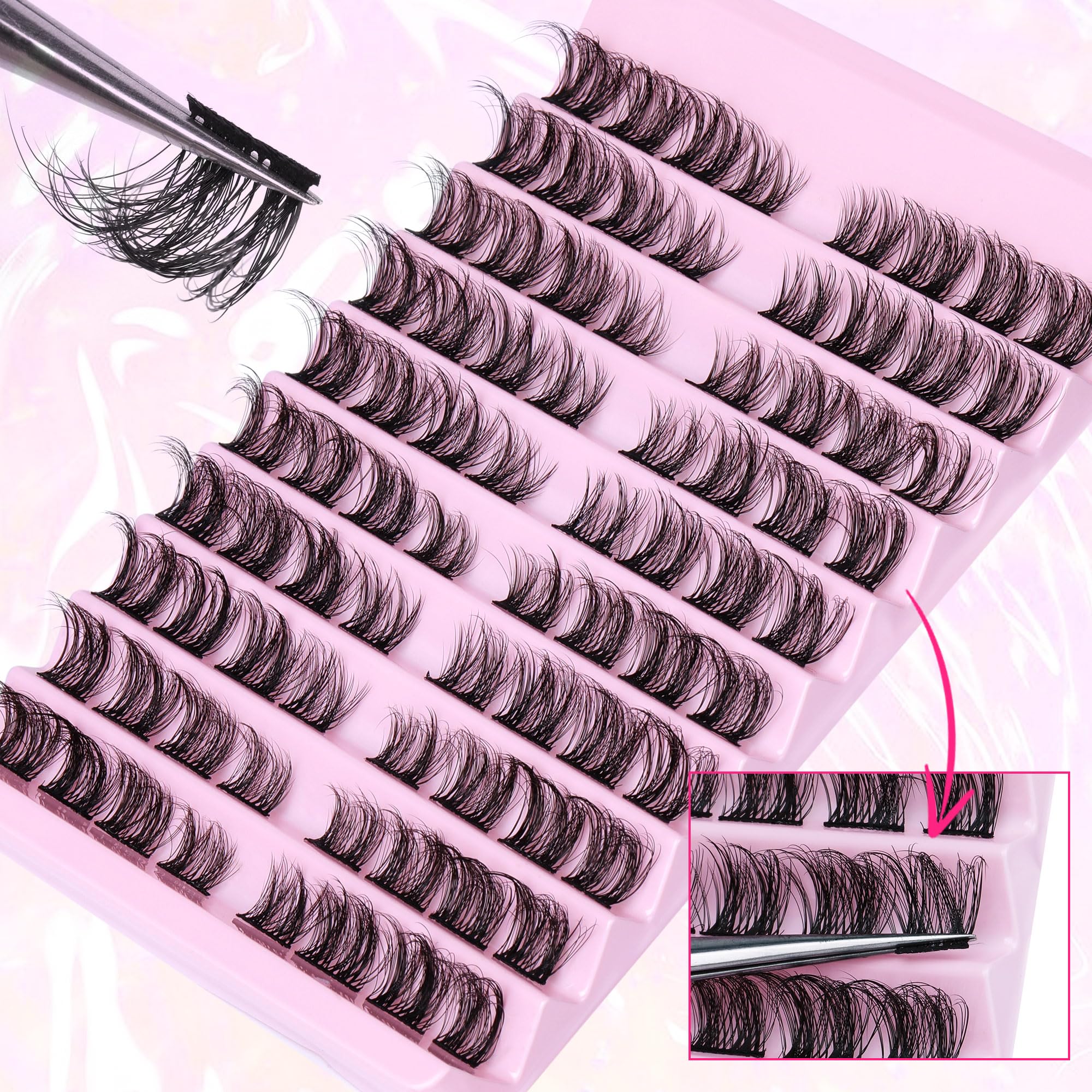 FANXITON False Eyelashes 20MM Faux Mink Thick Fluffy 6D Dramatic Soft 7 Pairs Lashes Cat Eye Multipack