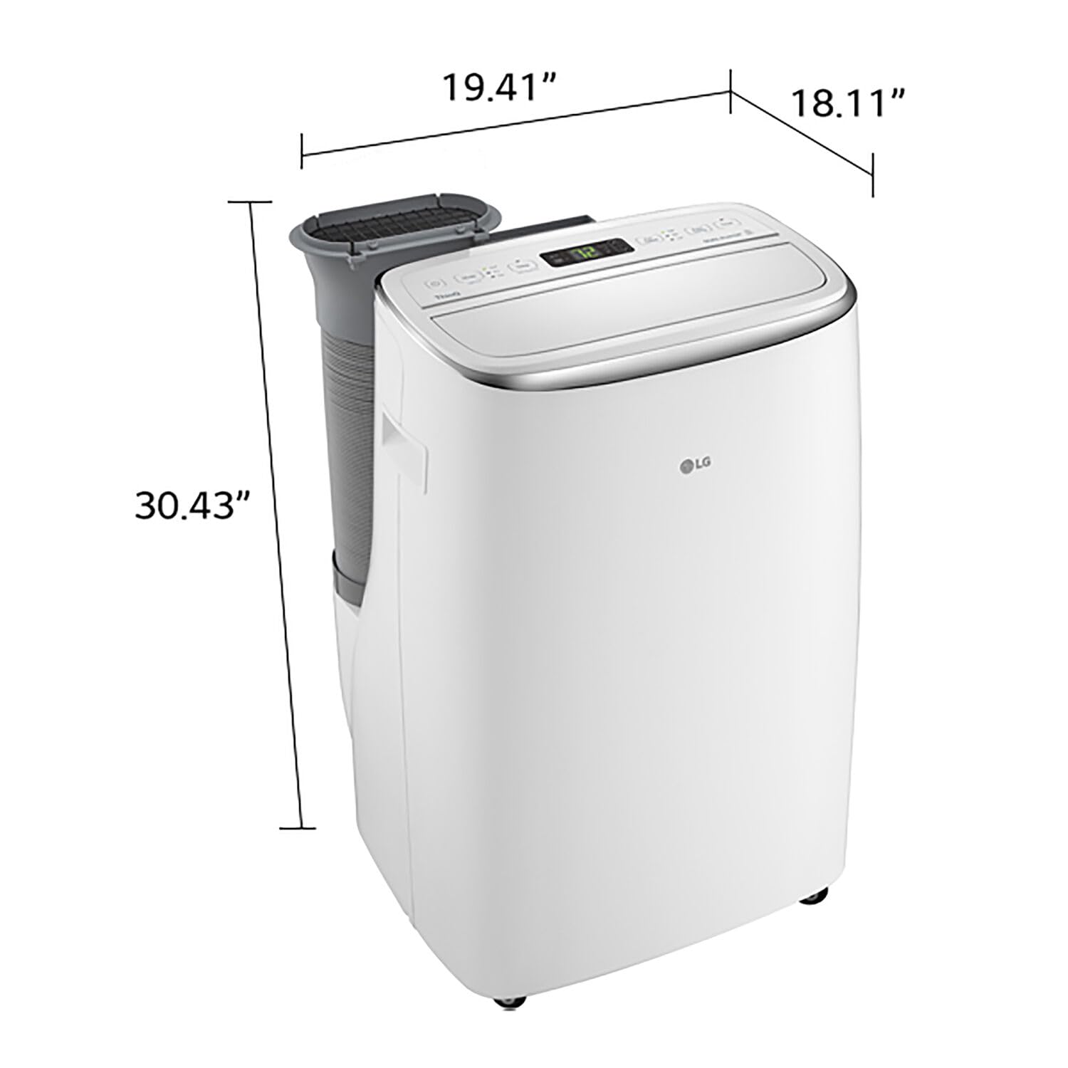 LG Dual Inverter Portable Air Conditioner Unit for Medium Rooms, Bedroom, Office, Kitchen, Dining Room, 115V, Cools up to 500 Sq. Ft., 3 Speeds, 24-hour Timer, with Wi-Fi Control and Remote, White