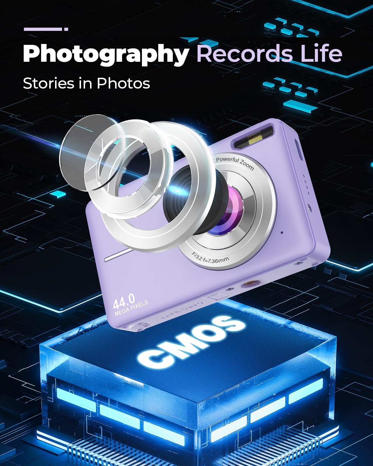 Digital Camera,Kids Camera with 32GB Card,Nsoela FHD 1080P 44MP Compact Vlogging Camera,Point and Shoot Camera 16X Digital Zoom, Portable Mini Kids Camera for Teens Students