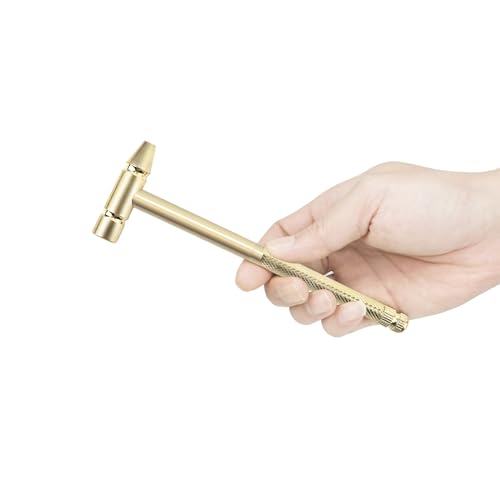 Kinobo 6 in 1 Mini Multifunction Copper Hammer & Screwdriver Hand Tools Ideal for Watchmaker Jewelers and Eating Walnuts. (Gold)