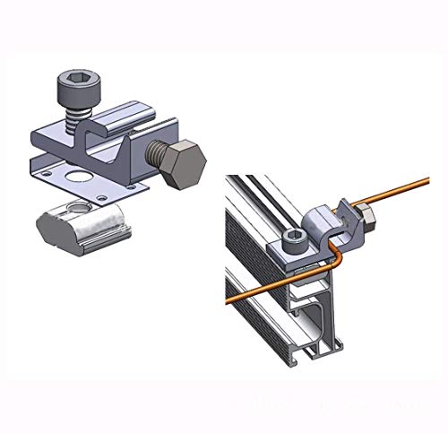 KINPAR Solar Panel Photovoltaic Bolt-On Coupling Earthing Ground Lug Cable Clamp Ground Clamp with Lay in Lug for Bare Wire and Pipe