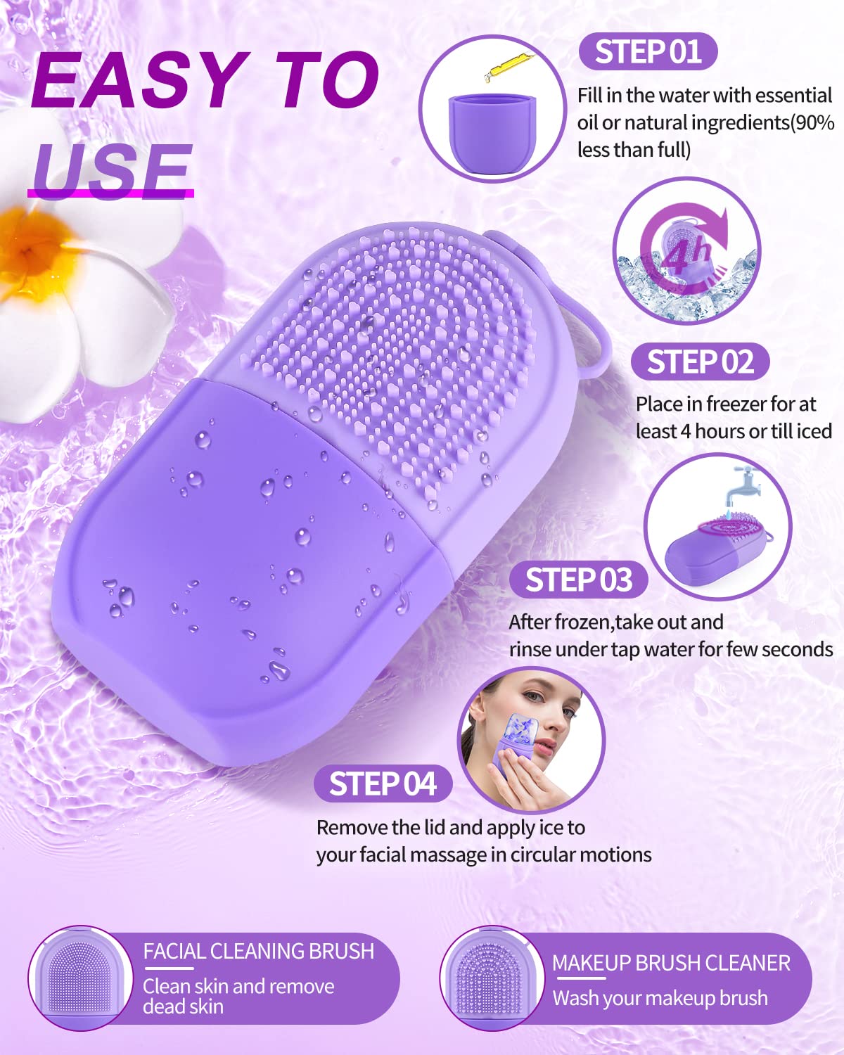 MYSEXY Ice Roller for Face & Eye, Beauty Facial Ice Rollers Ice Holder Mold Face Puffiness Relief Massage Skin Care Tools for Brighten Lubricate Shrink Pores Remove Fine Lines (Purple)