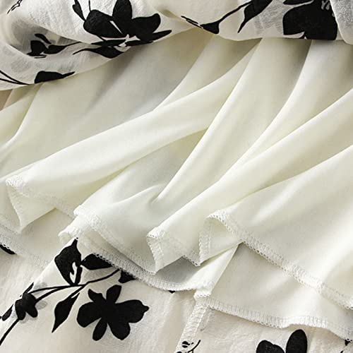 Gown Women Elegant Lace Skirt Medium and Long Tulle High Elastic Waist A Line Maple Leaf Print Beach Club Beige