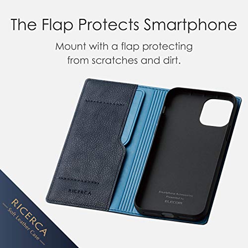 ELECOM-Japan Brand- Premium PU Leather Case Soft & Smooth Texture Flap Type/Compatible with iPhone 11 Pro/Royal Navy/PM-A19BPLFYILNV