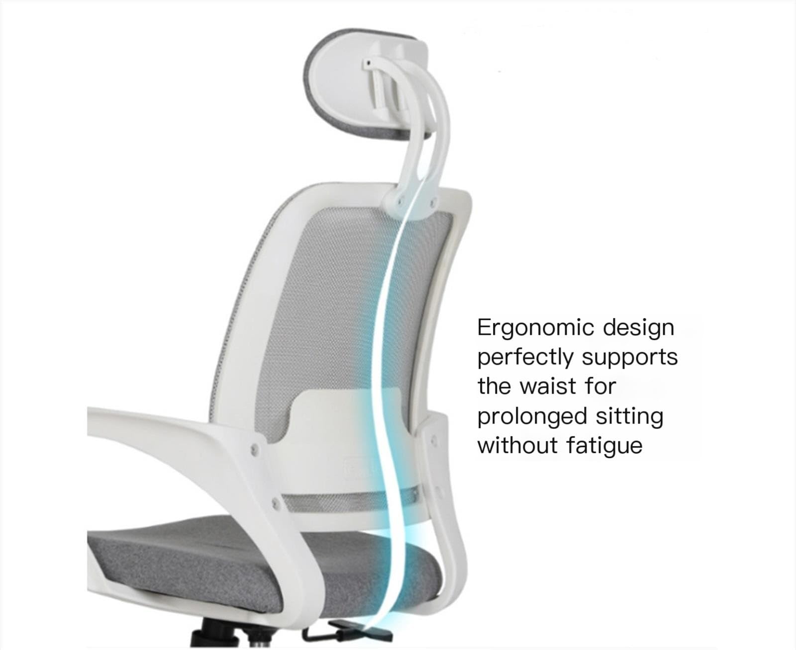 Ergonomic Office Chair, Desk Chairs with Wheels Mesh Computer Office Home Conference Ergonomic Lift Swivel Chair (Color : White Frame Blue, Size : No headrest)