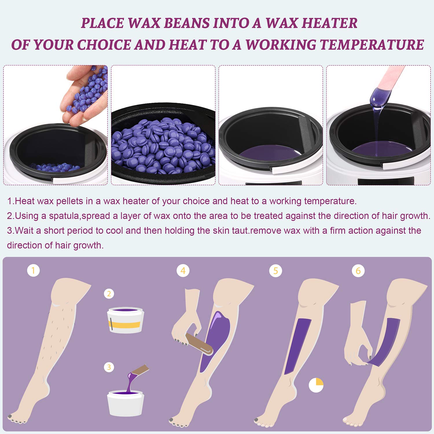 Hard Wax Warmer, Home Digital Waxing Kit for Women Men Coarse Hair Removal - with Premium Hard Wax Beans and Wax Applicator Sticks