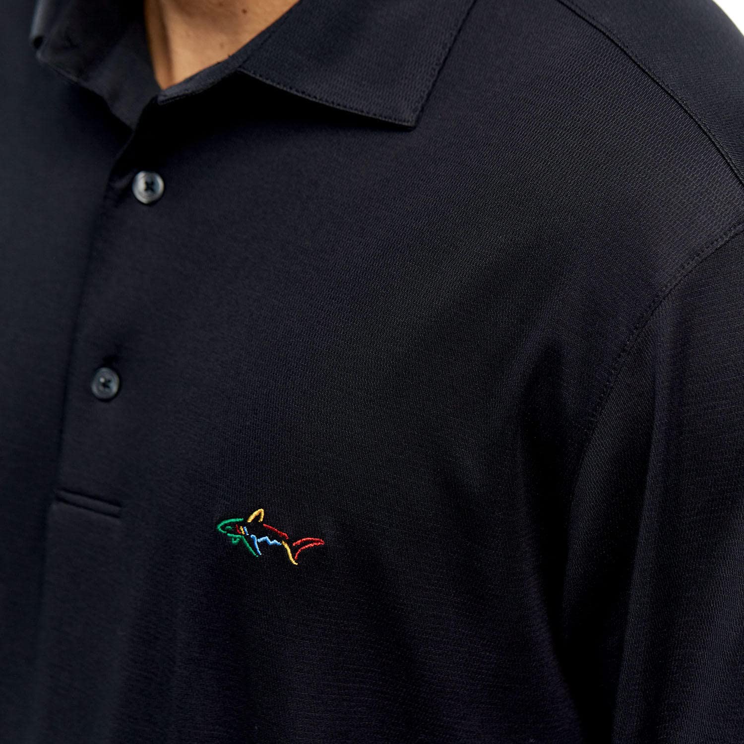 Greg Norman Men's Long Sleeve Performance Polo | Men's Long Sleeve Advantage Golf Polo Shirt - Black X-Large