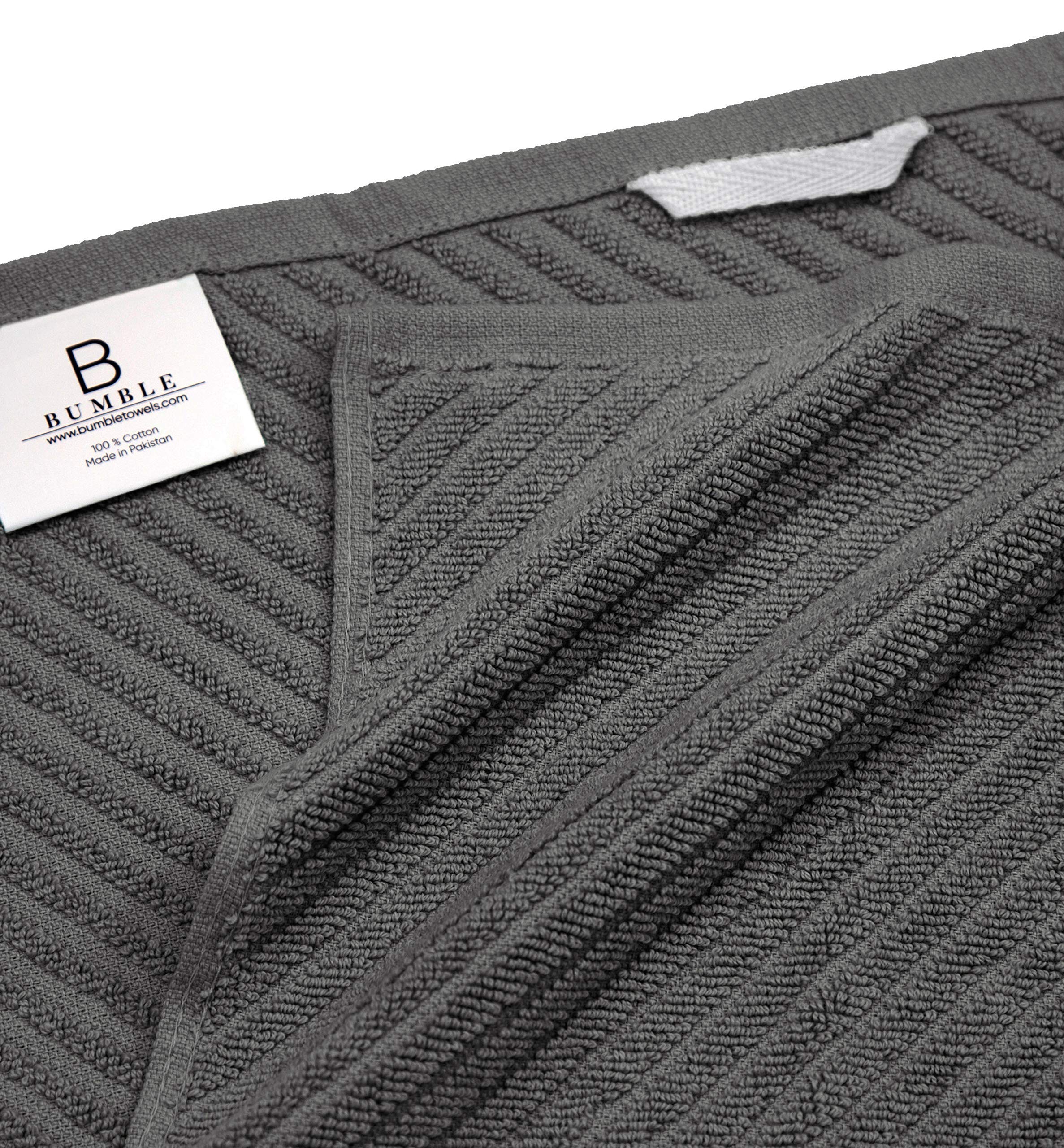 Premium Kitchen Towels (16”x 25”, 6 Pack) | Large Cotton Kitchen Hand Towels | Dish Towels | Diagonal Weave Design | 445 GSM Highly Absorbent Tea Towels Set with Hanging Loop | Grey
