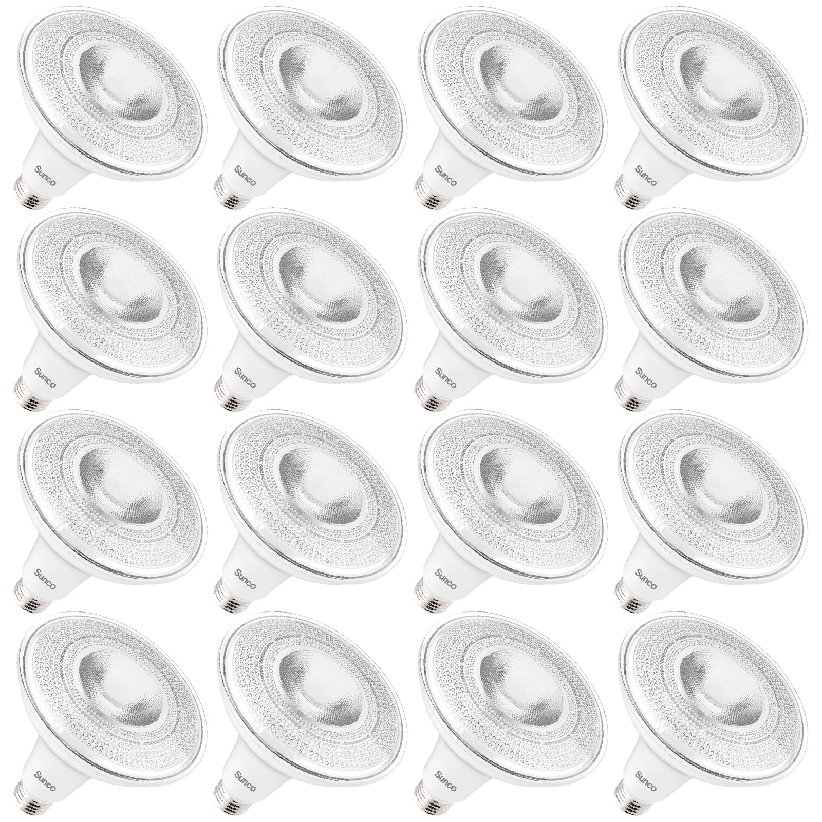 Sunco 16 Pack Outdoor LED Flood Home Patio Driveway Light, Waterproof PAR38 LED Bulb, CRI90, 3000K Warm White,1050 Lumens, 100W Equivalent 13W, Dimmable, Wet-Rated, E26 Base UL