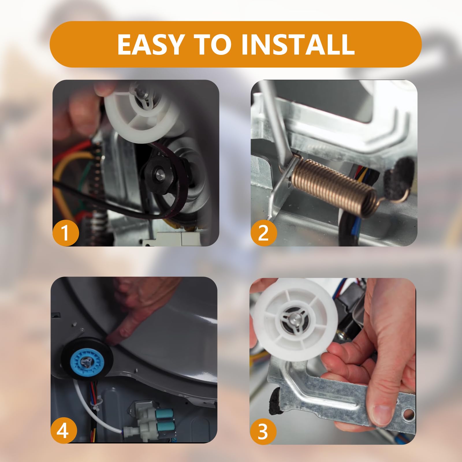 Dryer Roller Repair Kit by Gattaidar with Idler Pulley DC93-00634A, Drum Roller DC97-16782A, Dryer Belt 6602-001655, Compatible with Samsung Replace PS4221885 DV48H7400EW/A2