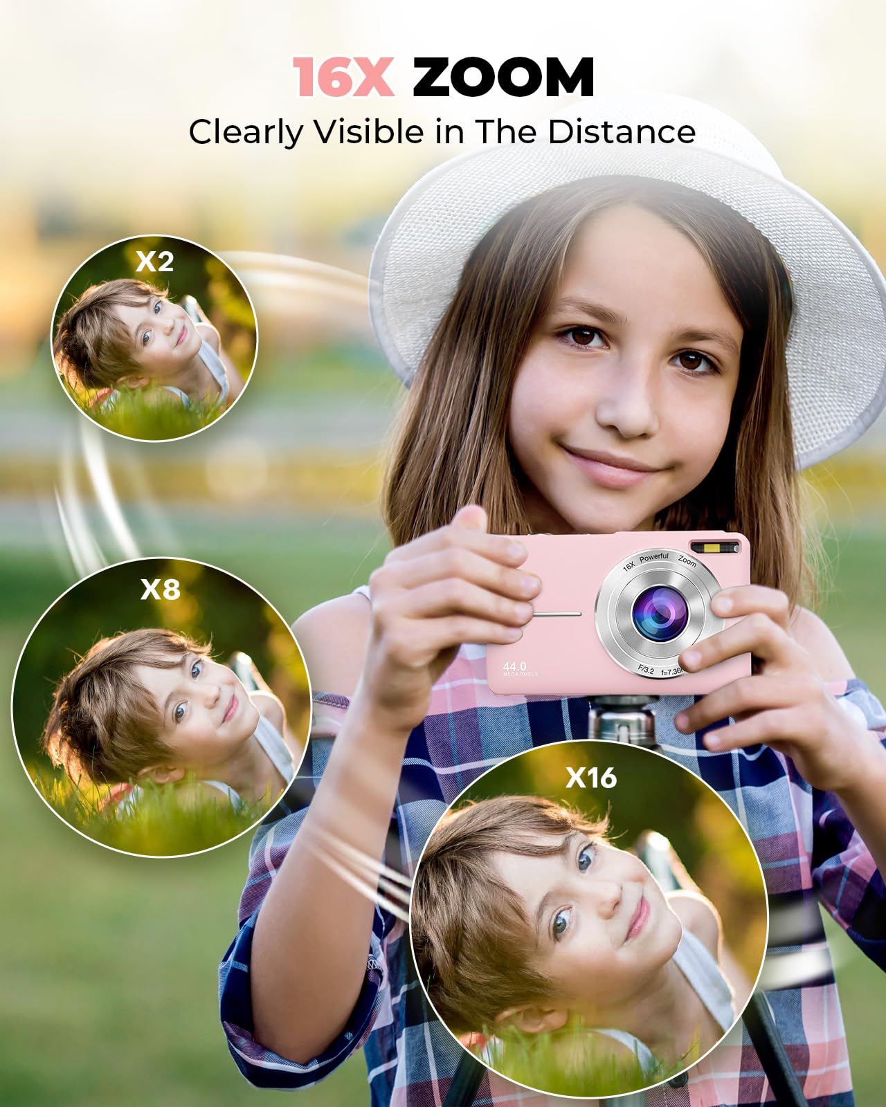 Digital Camera,Kids Camera with 32GB Card,Nsoela FHD 1080P 44MP Compact Vlogging Camera,Point and Shoot Camera 16X Digital Zoom, Portable Mini Kids Camera for Teens Students