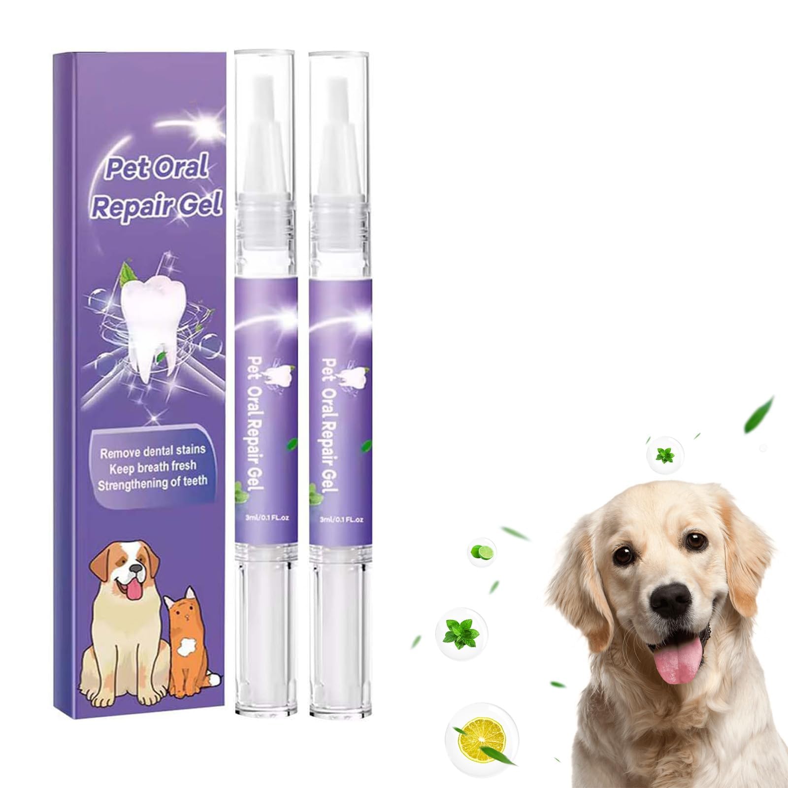 Pet Oral Repair Gel,Pet Oral Restoration Whitening Gel,Pet Oral Restorative Gel, Pet Teeth Cleaning Pen, Eliminate Bad Breath, Pet Teeth Breath Freshener Gel Oral Care (2)