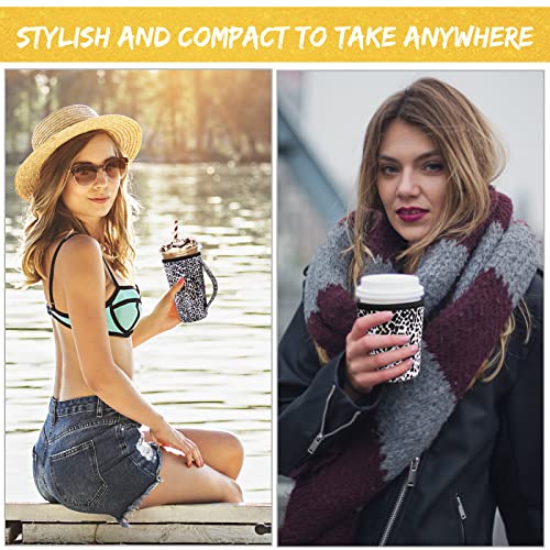TIESOME Reusable Iced Coffee Sleeves, Leopard Print 3 Pieces Neoprene Cup Sleeve Coffee Cup Holder for Iced & Hot Drinks Beverages Sleeve for Most Coffee S+M+L 3 Size