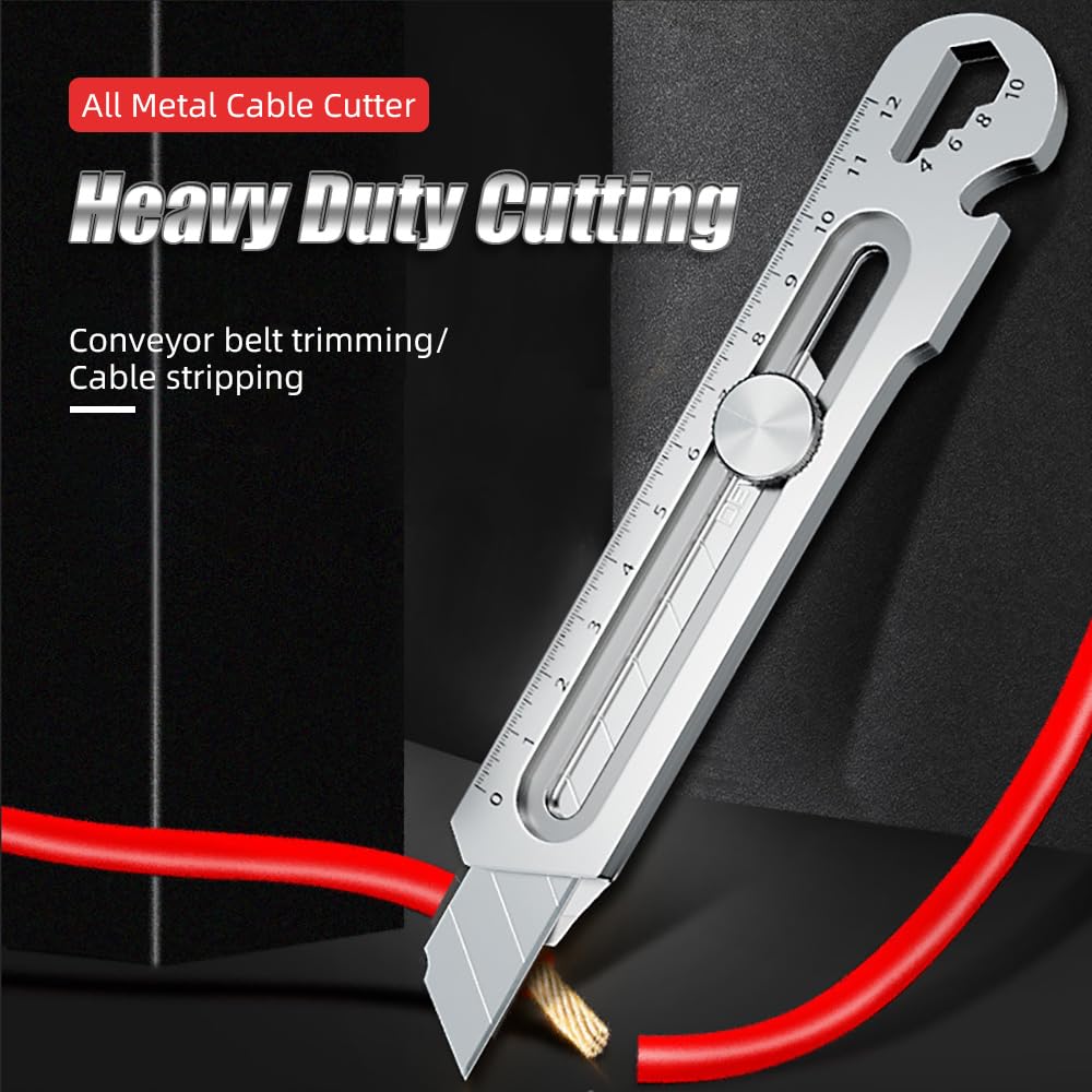 Utility Knife Stainless Steel 6 in 1 Multi Tool Heavy Duty Waterproof Rust Proof Rugged Military Grade Snap Off 18mm Cutter Lightweight Box Arts Crafts Leather Painters Construction Wallpaper