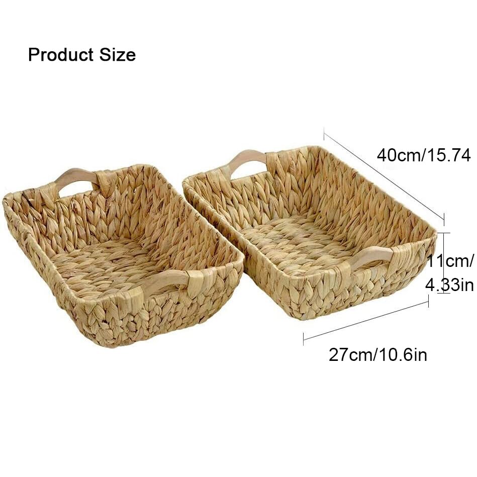 Small Wicker Basket, Storage Basket with Built-in Handles, Handmade Water Hyacinth Wicker Baskets for Organizing, Woven Storage Baskets for Shelves, 6 Pack