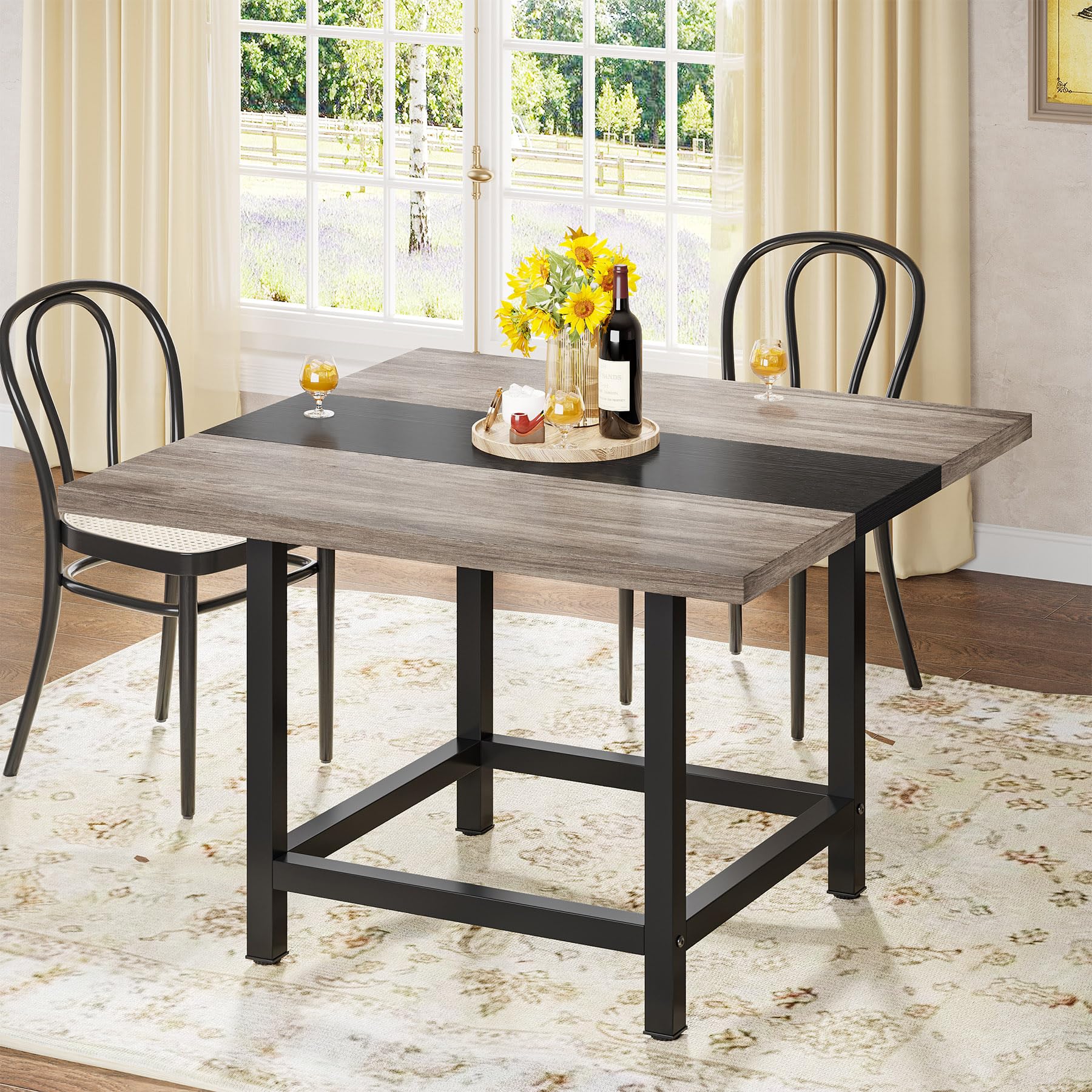 Tribesigns Square Dining Table for 4 People, Farmhouse 39.4"x 39.4"x29.5 ā inches Wooden Kitchen Table, Farmhouse 2 Person Dinning Table for Dinning Room &Small Space