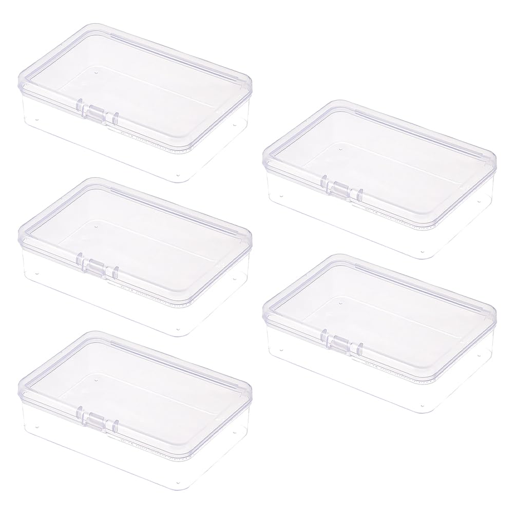 UUYYEO 5 Pcs Plastic Game Card Boxes Playing Card Deck Cases Trading Card Deck Boxes Trading Card Display Cases Card Game Carry Cases Sports Card Storage Organizers with Lids