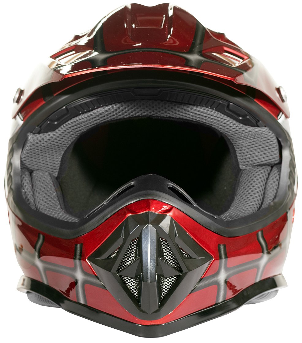 Typhoon Kids Pee Wee Off Road Motocross Gear Combo Helmet Gloves Goggles & Chest Protector Red - Large