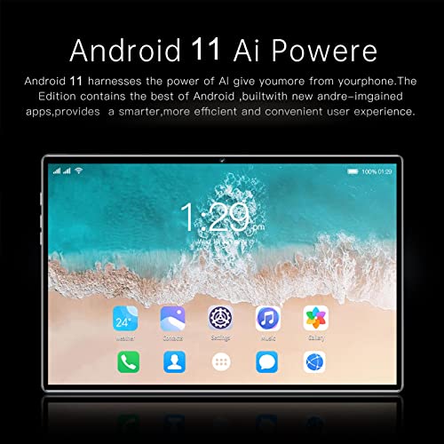 Naroote 10 Inch Tablet, Tablet PC 6G RAM 256G ROM 100-240V 5G WiFi Home Dual Band (Gold)