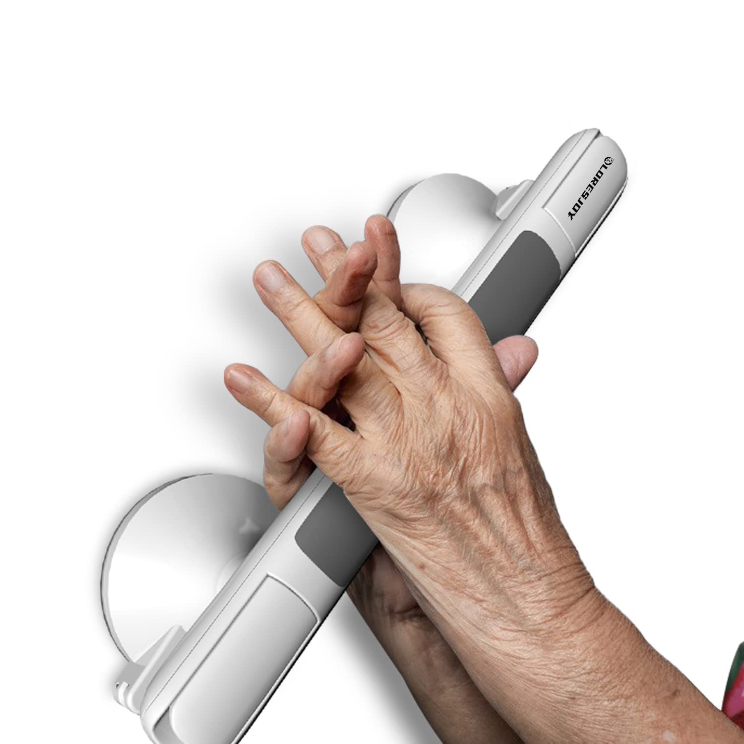 LORESJOY Handicap Grab Bars for Bathtubs and Showers, 12 inch Grab Bars for Bathroom with Indicators, Suction Cup Shower Handle for Elderly, Balance Assist Safety Bath Handle Bathroom Balance Bar