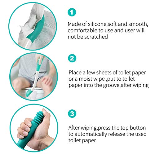 Kirimon Long Reach Comfort Toilet Wiping Aids Tools - Self Assist Bathroom Bottom Buddy Wiping Toilet Aid for Limited Mobility,Elderly, Pregnancy,Disabled, Arthritis,Shoulder or Back Pain,Surgery