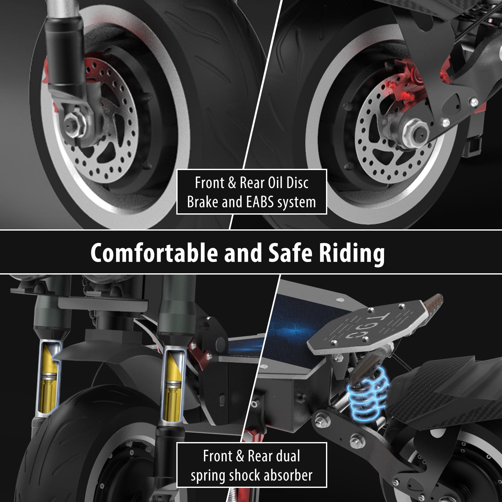 Electric Scooter for Adults, E Kick Scooter with 5600W Powerful Dual Motor, 60 Miles Travel Range, 60V 38.4AH Battery, Max Speed 50Mph, 12" Vacuum Tire Foldable Escooters (T90)