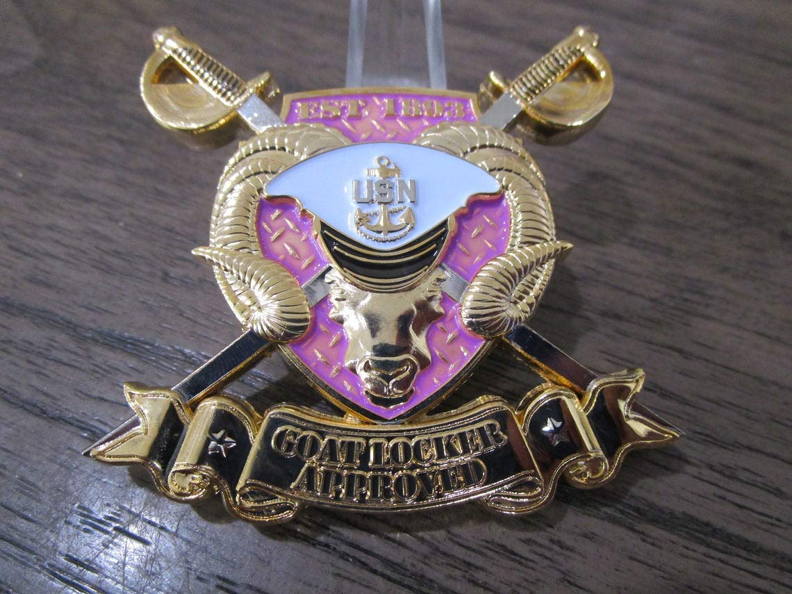 Oneworldtreasures USN Goat Locker Approved Deckplate Certified Female Navy Chief CPO Pink Challenge Coin