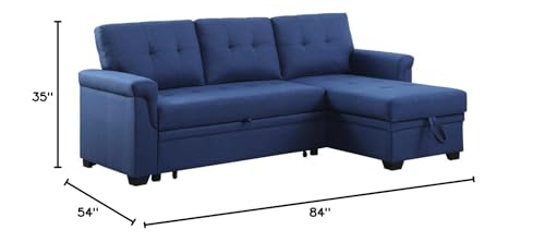 OMGO L-Shape Sectional Sofa with Storage Chaise, Linen Reversible Sleeper Couch w/Pull Out Bed, for Small Space Apartment, Living Room, Bedroom