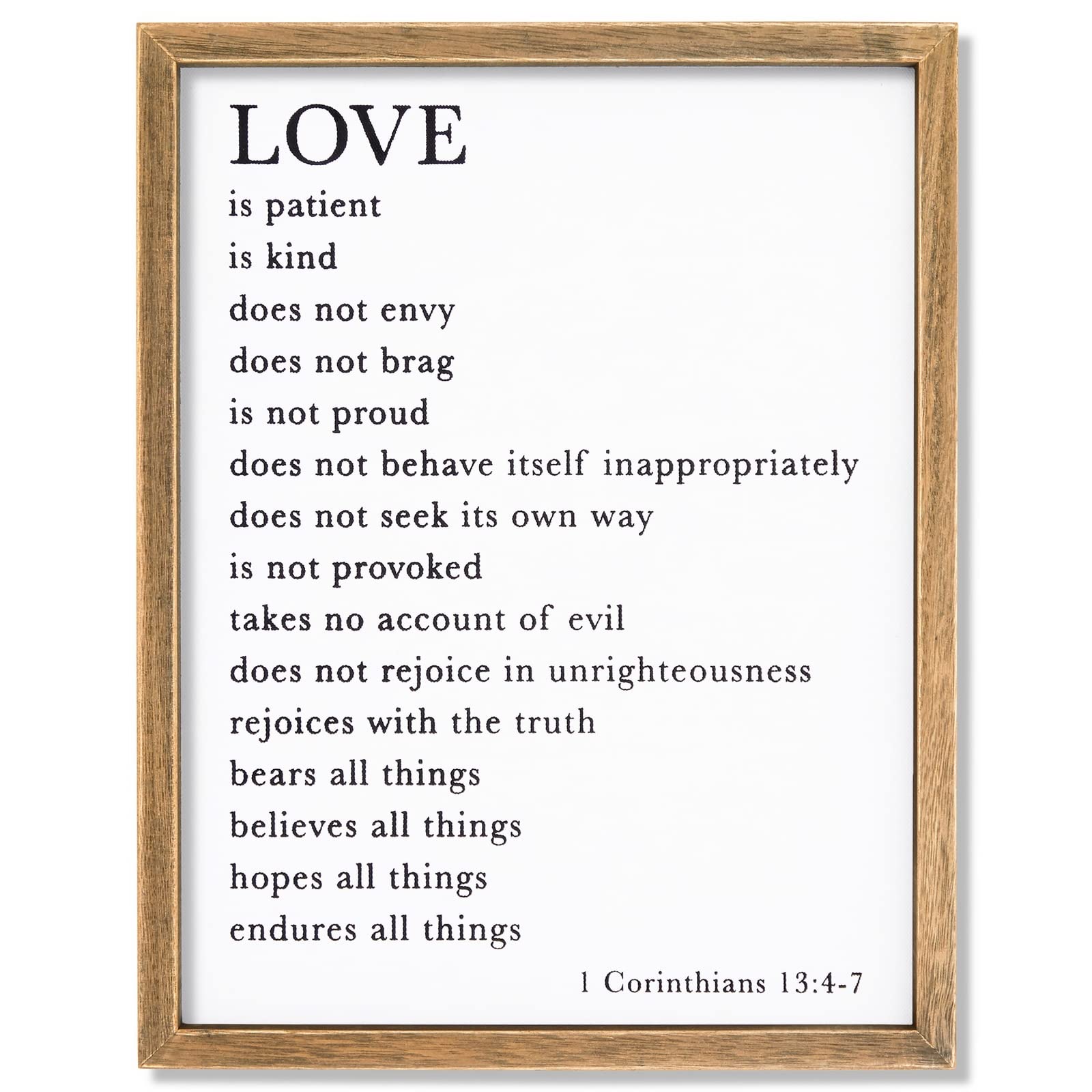 Farmlyn Creek Christian Religious Scripture Wall Art Decor, 1 Corinthians 13 4-7, Rustic Style Home Decorations (11.75 x 15 In)