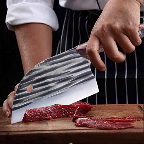 Meat Cleaver for Meat Cutting and Serbian Chef Knife Heavy Duty