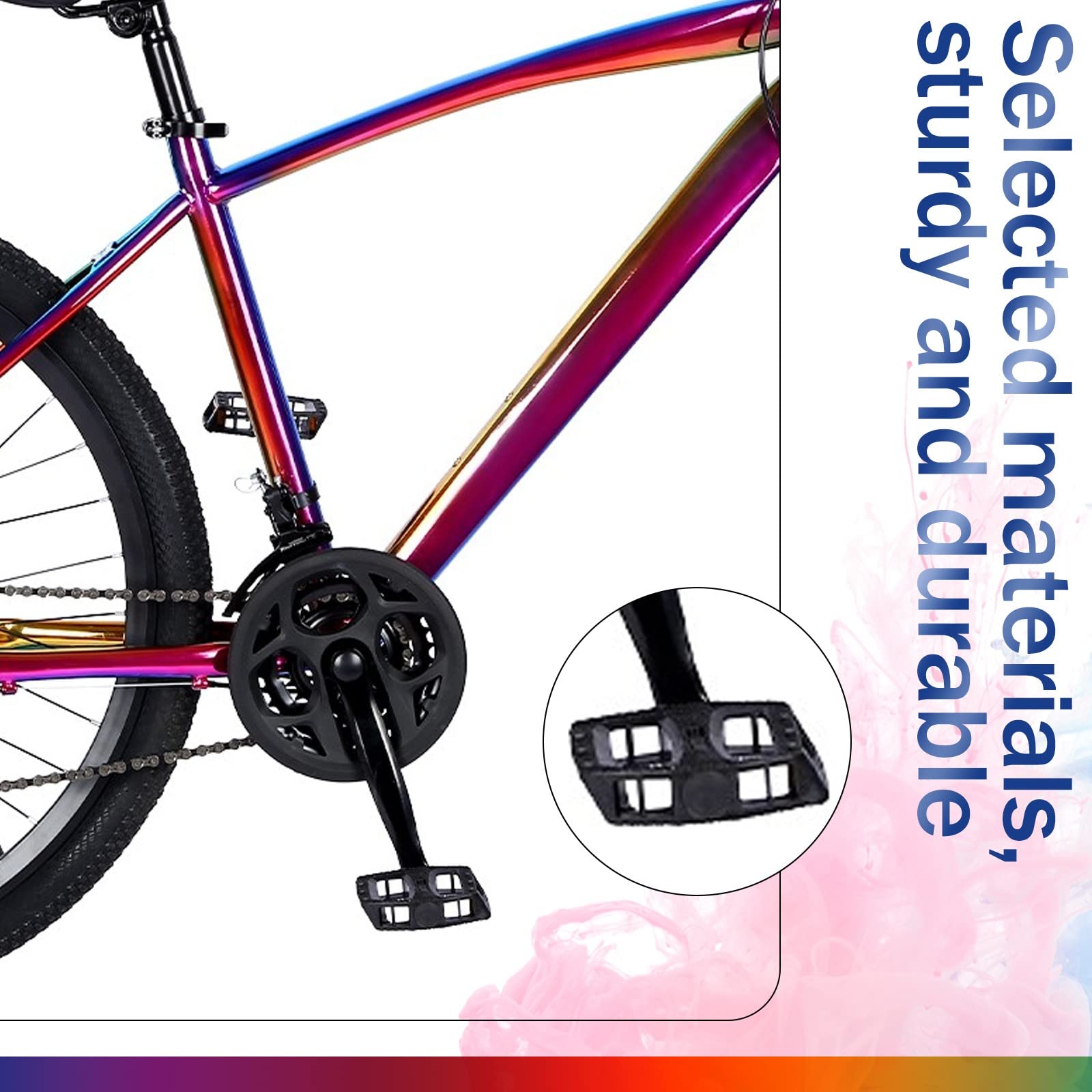 Mens Mountain Bike Bikes,Beach Bicyle，24 Inch, 21-Speed,Lightweight,Gearbox System,Disc Brake(Colour:Gloss Red) (Multicolor, One Size)